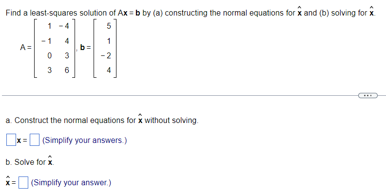 Solved Find a least-squares solution of Ax=b ﻿by (a) | Chegg.com