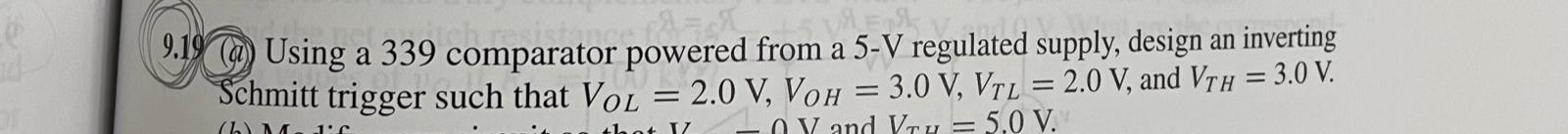 = 9.19 (a) Using a 339 comparator powered from a 5-V | Chegg.com