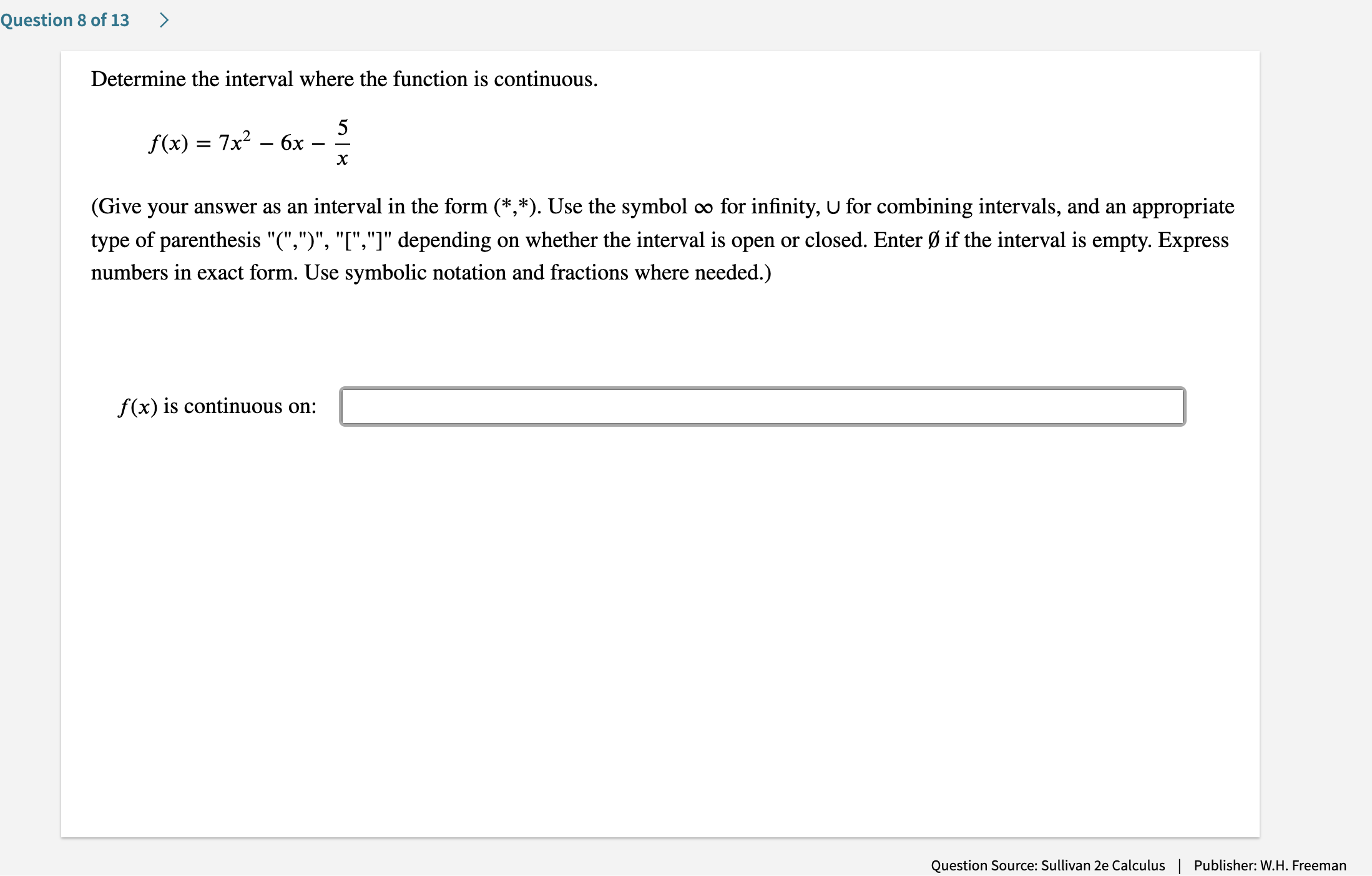 Solved Determine the interval where the function is | Chegg.com