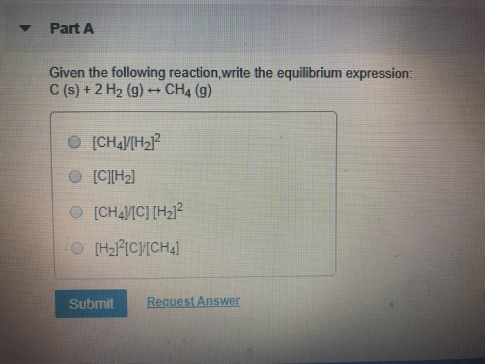 Solved Part A Given the following reaction,write the | Chegg.com
