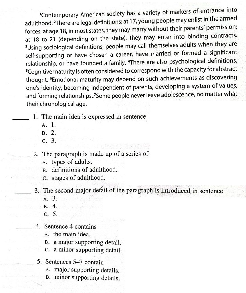 Solved 'Contemporary American society has a variety of | Chegg.com