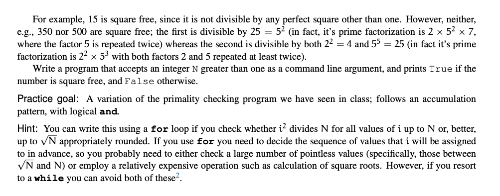 Solved Problem 4-squarefree.py: Square free numbers (25 | Chegg.com