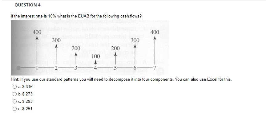 Solved If the interest rate is 10% what is the EUAB for the | Chegg.com