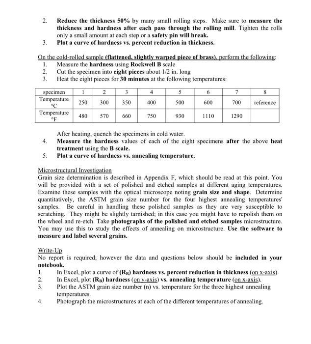 Solved Experiment 5 - Cold Work, Recovery, Recrystallization | Chegg.com