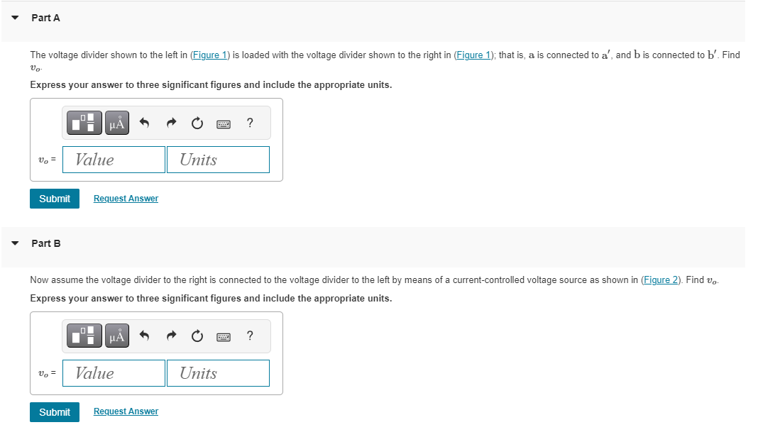 Solved Consider two voltage dividers shown in (Figure 1). | Chegg.com