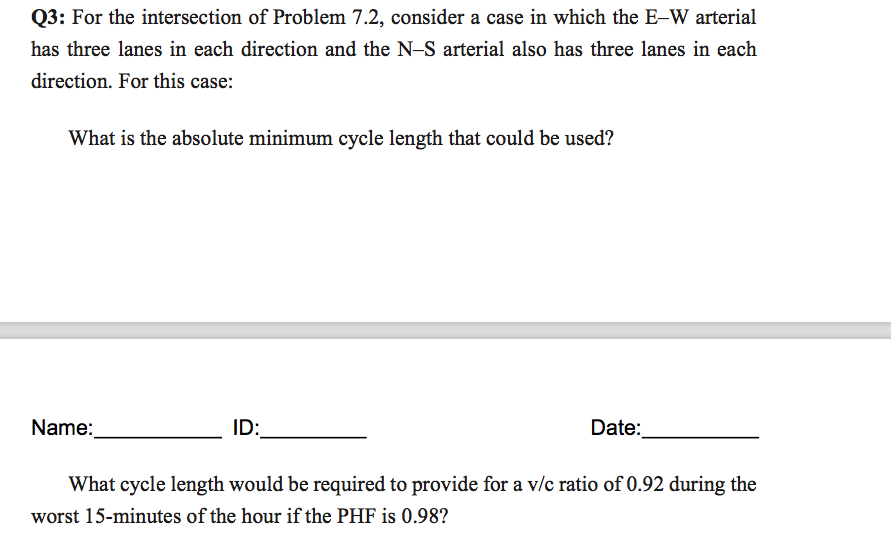 Q3: For the intersection of Problem 7.2, consider a | Chegg.com