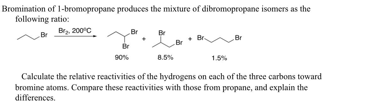 Solved Bromination of 1-bromopropane produces the mixture of | Chegg.com