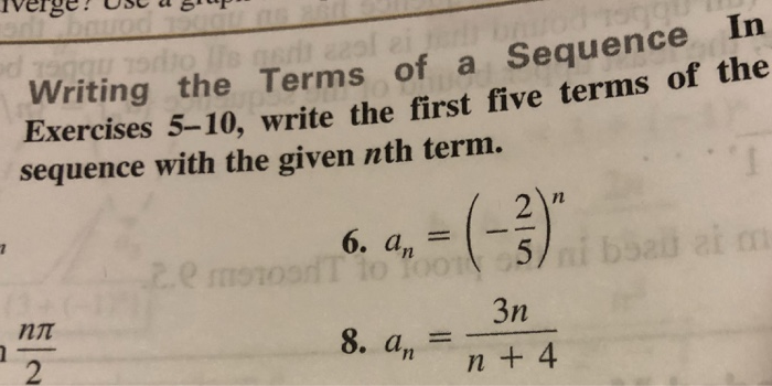 Solved Sequence In Writing the Terms of a Exercises 5-10, | Chegg.com