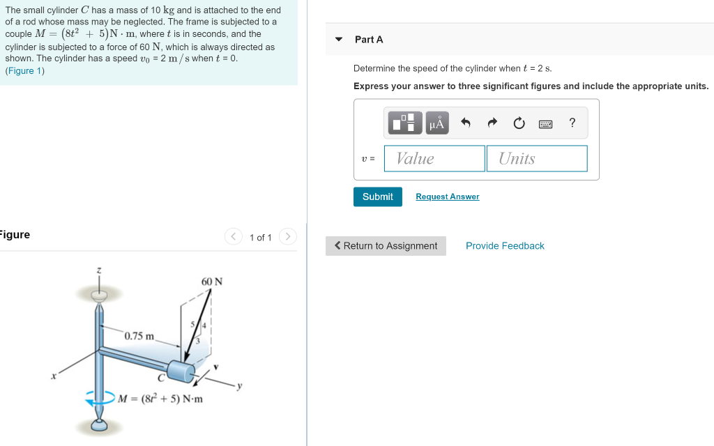 Solved The small cylinder C has a mass of 10 kg and is | Chegg.com