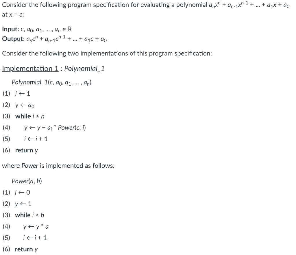 Solved Consider the following program specification for | Chegg.com