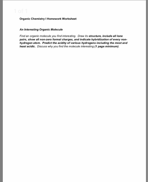 Solved Organic Chemistry I Homework Worksheet An Interesting | Chegg.com