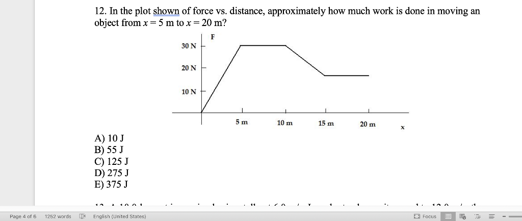 Solved 12. In the plot shown of force vs. distance, | Chegg.com