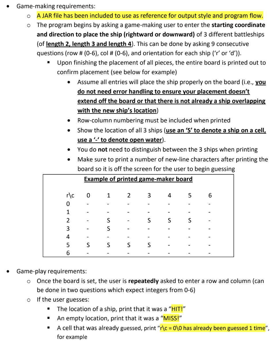 Solved Description Write a Java application for a 1-player | Chegg.com