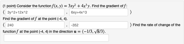 Solved 1 point) Consider the function f(x, y)- 3xy2 + 4r3y. | Chegg.com