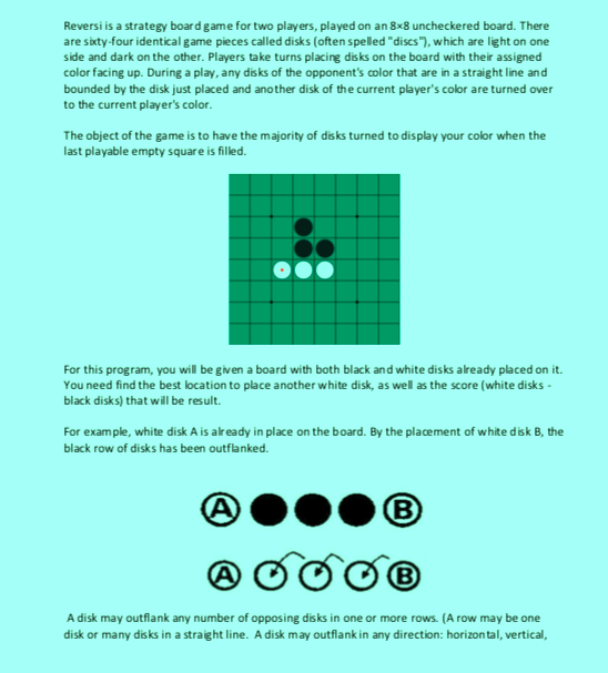 Reversi is a strategy board game for two players, | Chegg.com