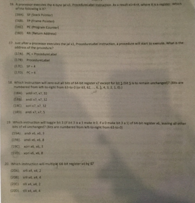 16. A procenor esecutes the 4 byte jol x), | Chegg.com
