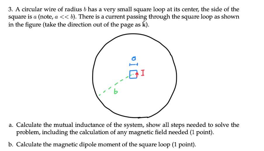 Solved 3. A circular wire of radius b has a very small | Chegg.com