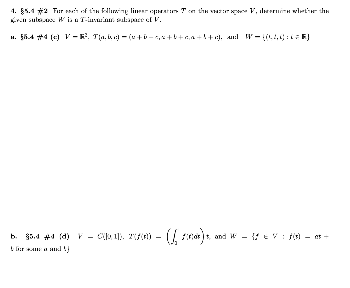 Solved 4. §5.4 #2 For each of the following linear operators | Chegg.com