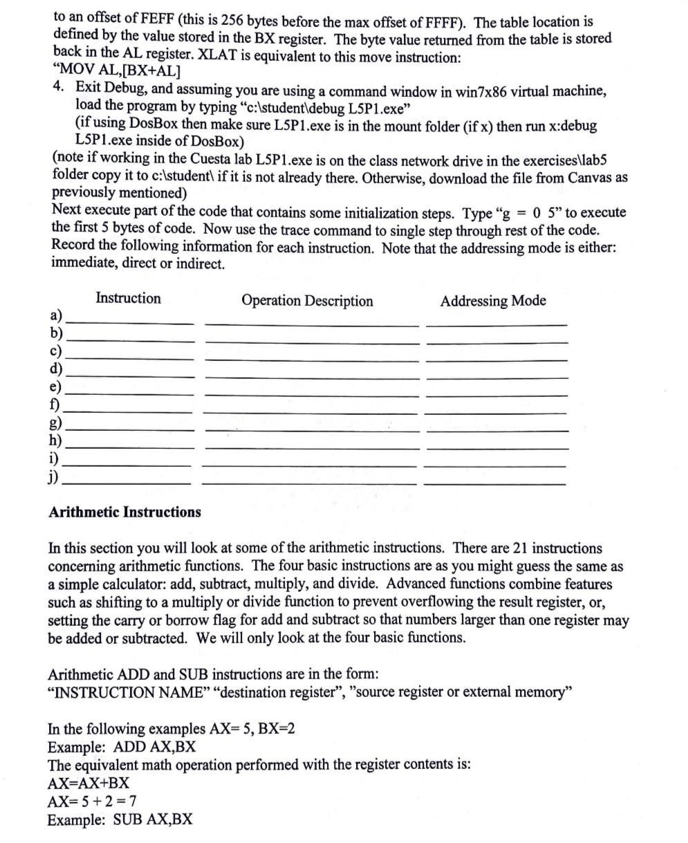 Solved In this section you will use several addressing | Chegg.com