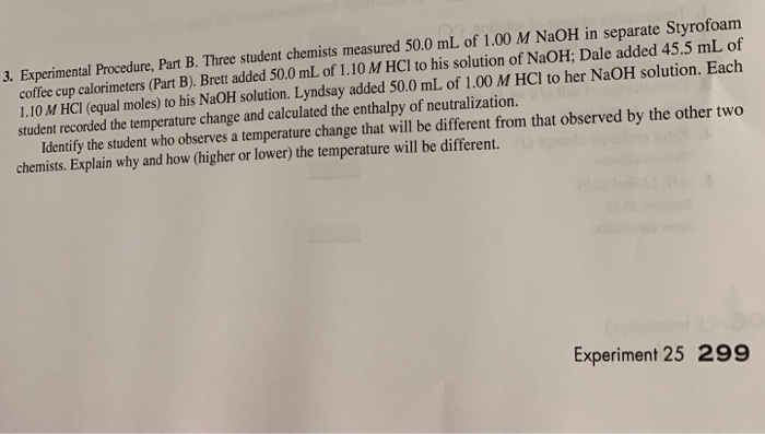 Experiment 25 Prelaboratory Assignment Calorimetry | Chegg.com