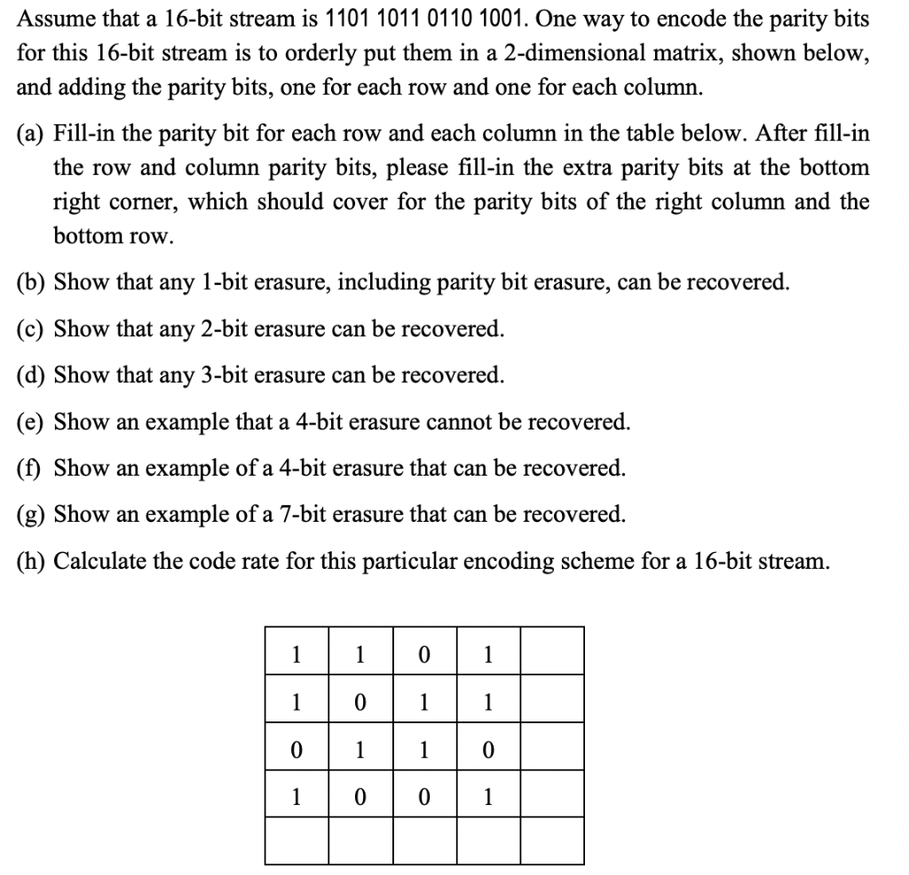 Solved Assume that a 16-bit stream is 1101 1011 0110 1001. | Chegg.com