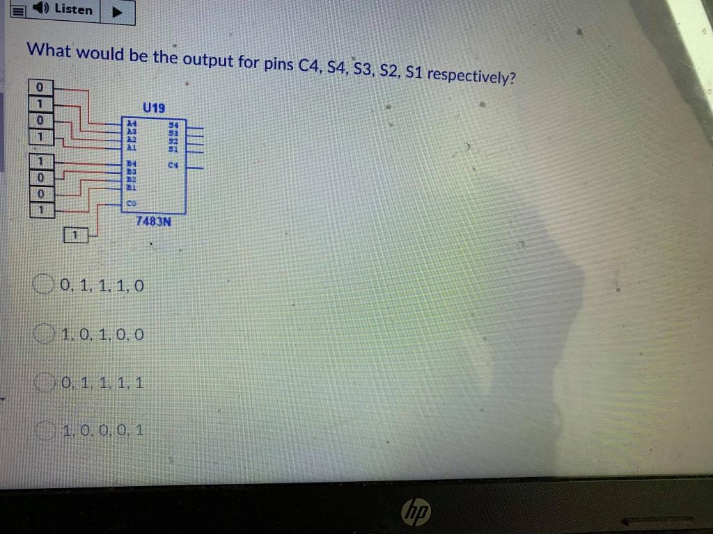 Solved » Listen What would be the output for pins C4, S4, | Chegg.com