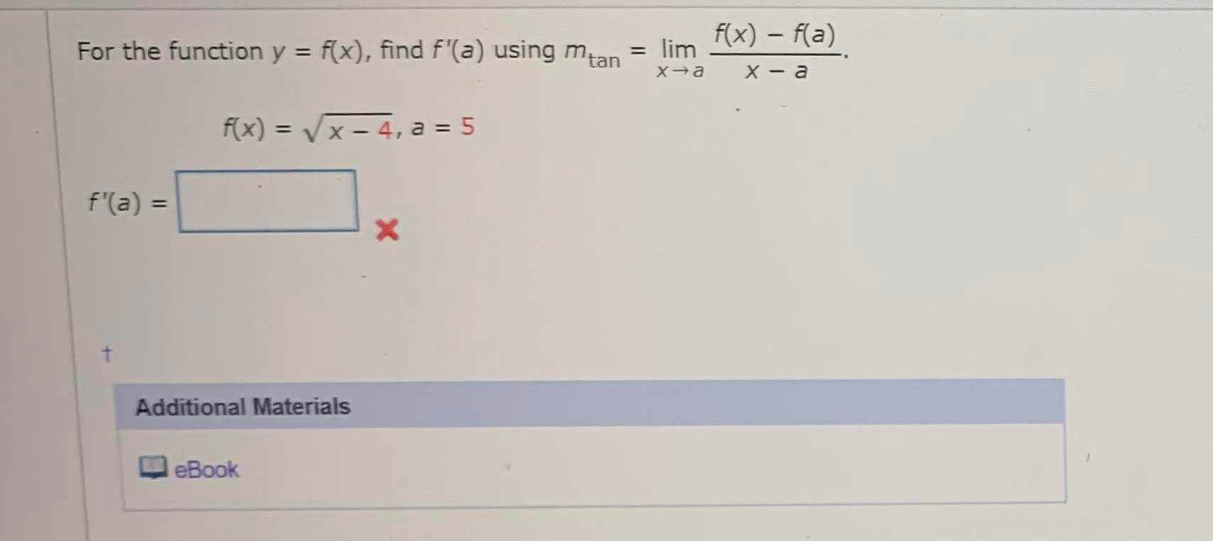 Solved For the function y = f(x), find f'(a) using mtan = | Chegg.com