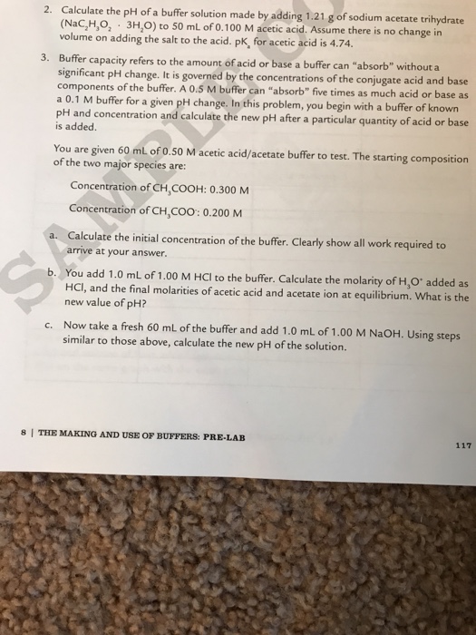 Solved Calculate the pH of a buffer solution made by adding | Chegg.com