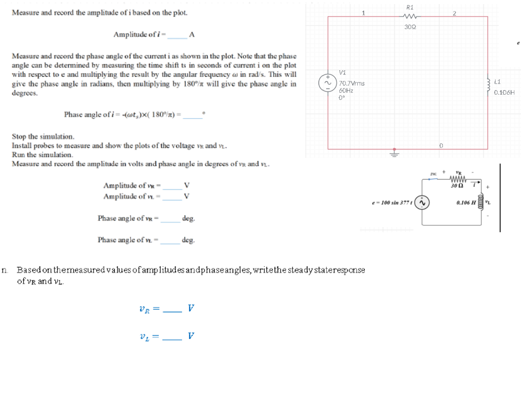 Solved R1 Measure and record the amplitude of i based on the | Chegg.com