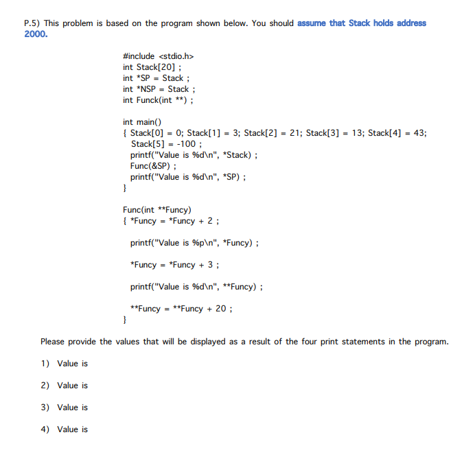 Solved P.5) This problem is based on the program shown | Chegg.com