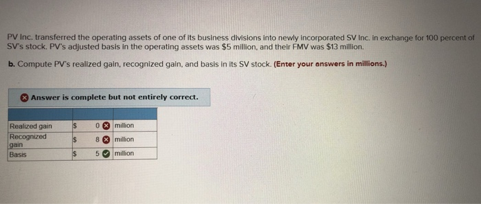 Solved PV Inc. transferred the operating assets of one of | Chegg.com