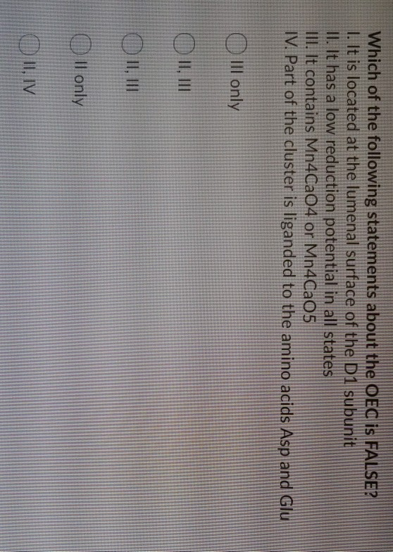 Solved which of the following statements about oxygen | Chegg.com