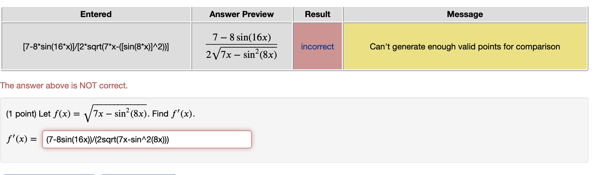 Solved Entered Answer Preview Result Message | Chegg.com