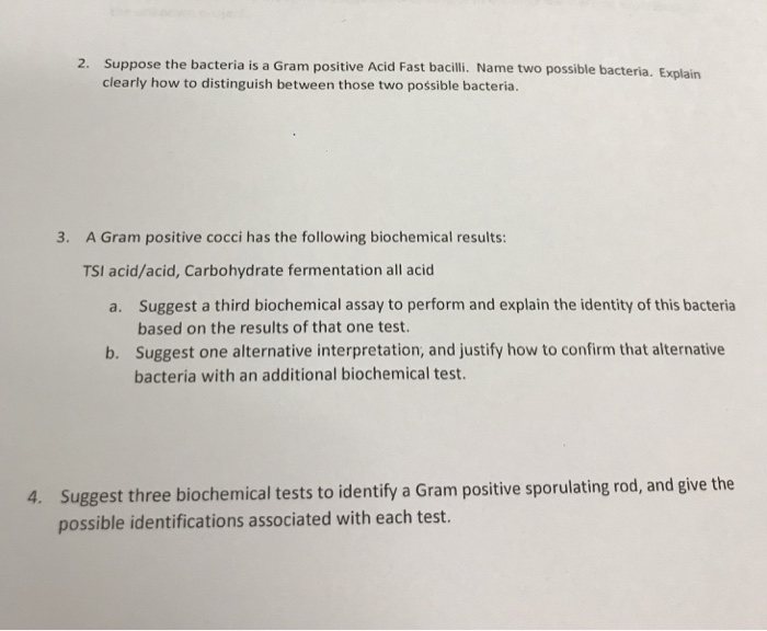 Solved 2. Suppose the bacteria is a Gram positive Acid Fast | Chegg.com