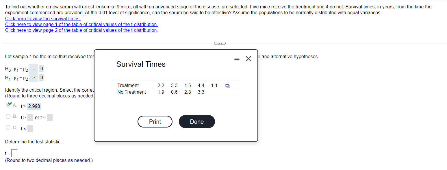 Solved Click here to view the survival times. Click here to | Chegg.com