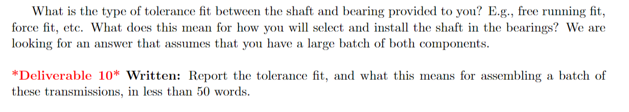 What is the type of tolerance fit between the shaft | Chegg.com