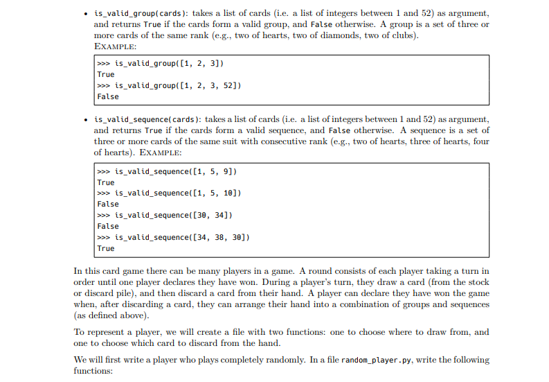 Solved Card Game in Python in Thonny IDE Have learned up to | Chegg.com