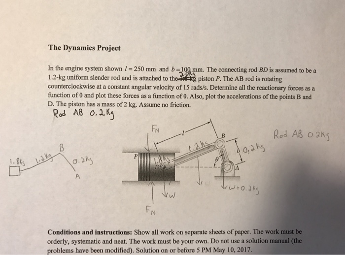 Solved The Dynamics Project In the engine system shown l = | Chegg.com