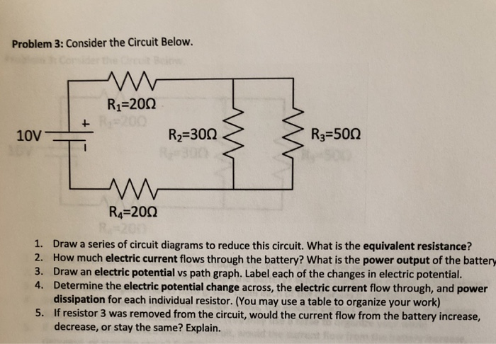 Solved Problem 3: Consider the Circuit Below. R1-20Ω 10V+ | Chegg.com