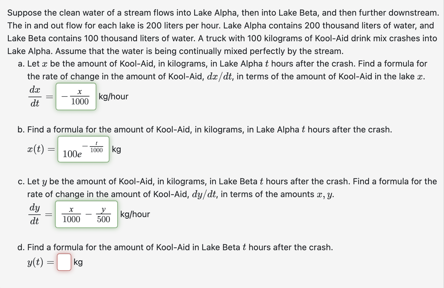 Solved Suppose the clean water of a stream flows into Lake | Chegg.com