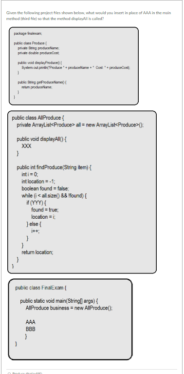 Solved Given the fallawing project files shown belaw, what | Chegg.com