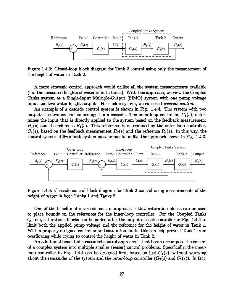 Lab 3: Tank 2 Control, Using the EOM for | Chegg.com