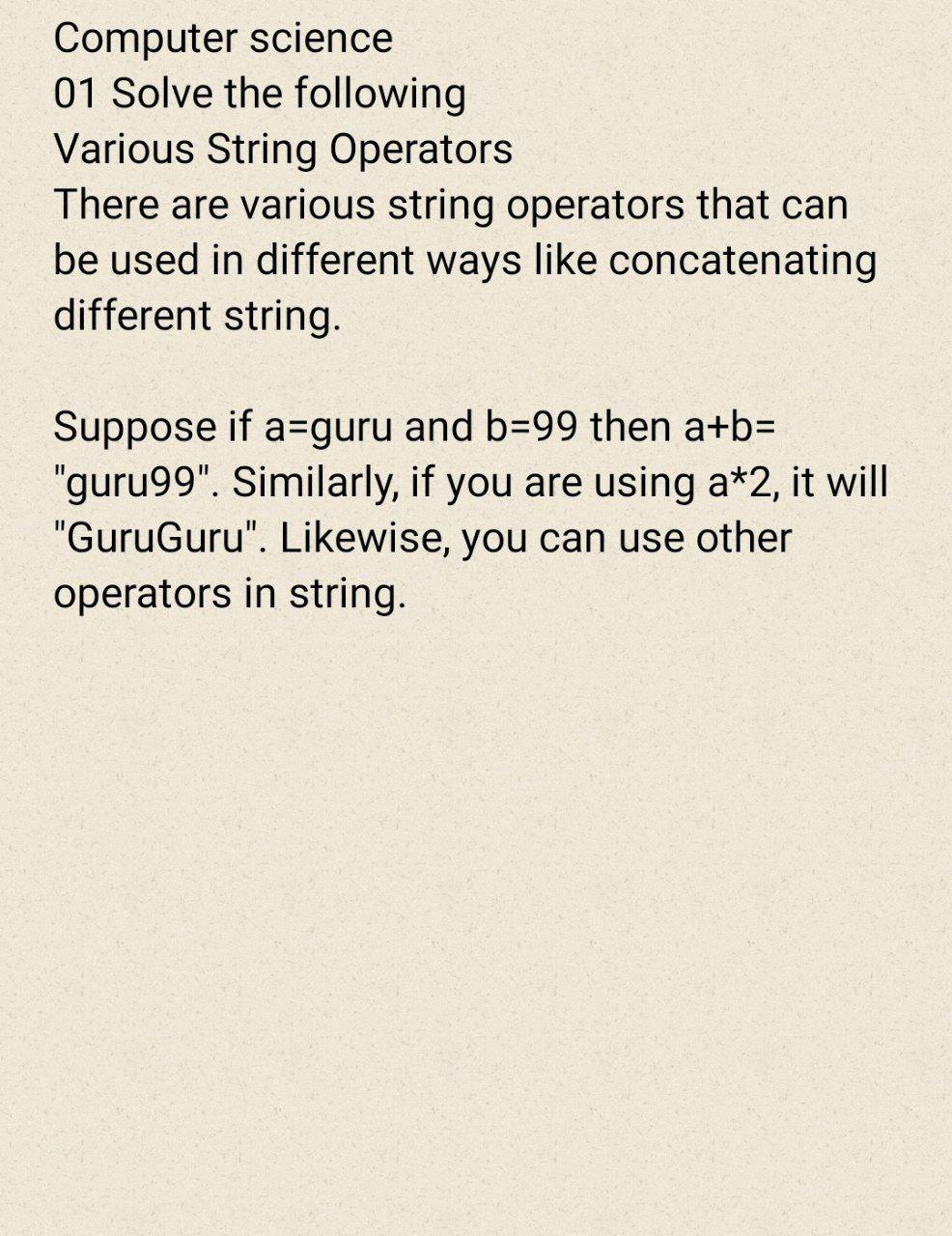 Solved Computer science 01 Solve the following Various | Chegg.com