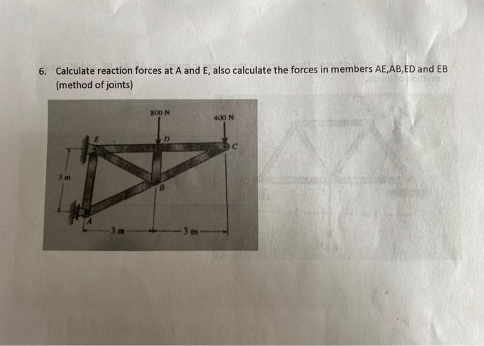Solved 6. Calculate reaction forces at A and E, also | Chegg.com