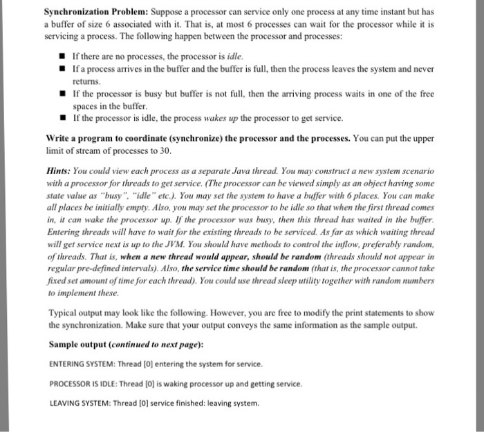 Solved Synchronization Problem: Suppose a processor can | Chegg.com