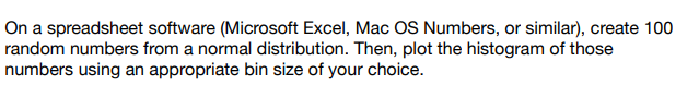 Solved On a spreadsheet software (Microsoft Excel, Mac OS | Chegg.com