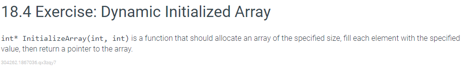 Solved 18.4 Exercise: Dynamic Initialized Array int* | Chegg.com