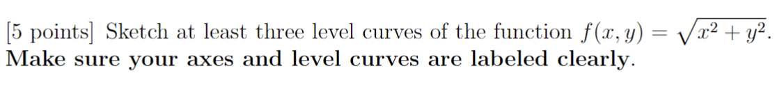 Solved [5 points] Sketch at least three level curves of the | Chegg.com