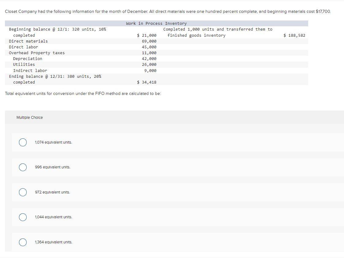 Solved Total equivalent units for conversion under the FIFO | Chegg.com