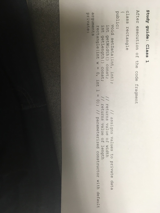 Solved Study guide: Class 1 After execution of the code | Chegg.com